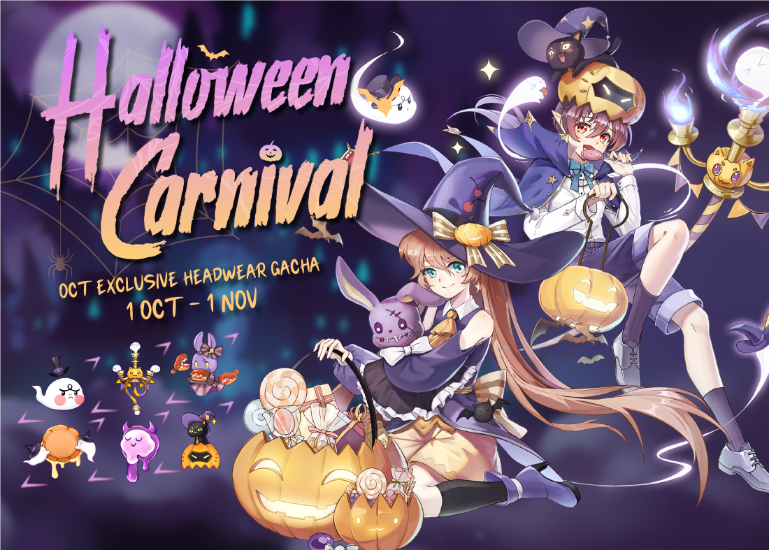 Halloween Carnival Oct exclusive headwear gacha 1 Oct - 1 Nov